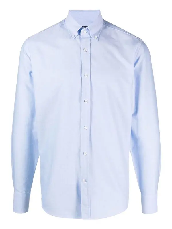 DEPERLU Slim-cut Poplin Shirt - Blue
