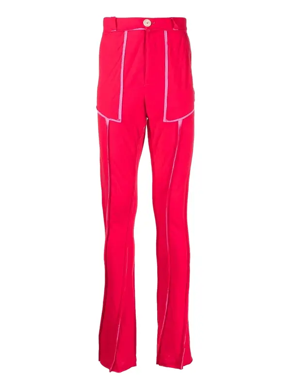 EDWARD CUMING Seam-detail Straight-leg Trousers - Red