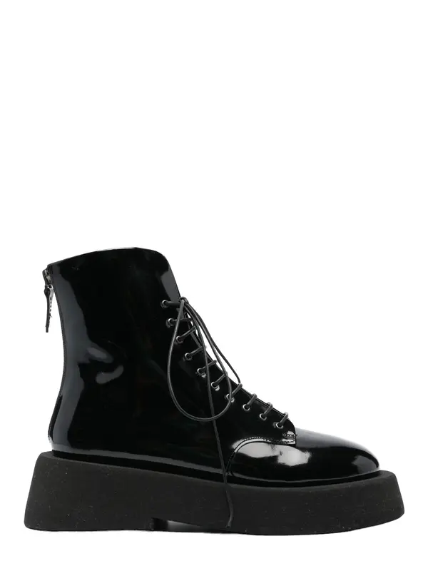 Marsèll Gommellone Patent Combat Boots - Black