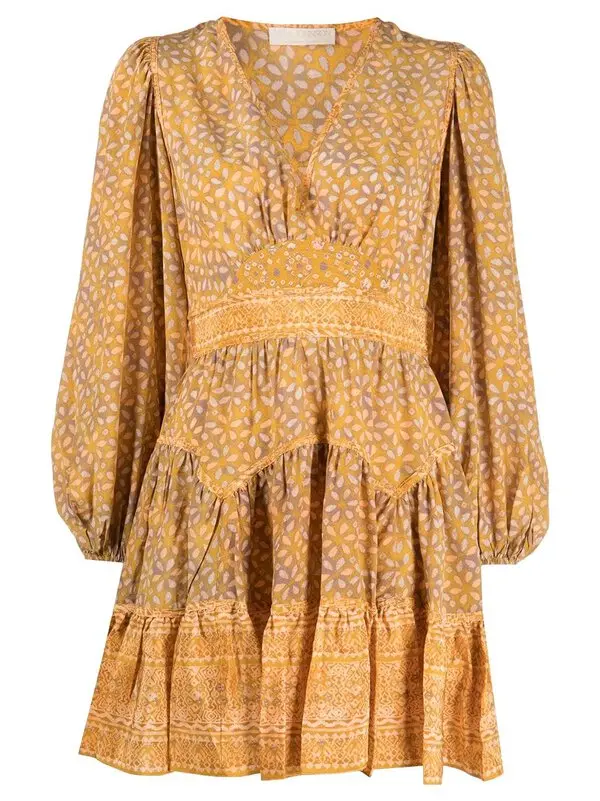 Ulla Johnson Hayana Floral Print Mini Dress - Yellow