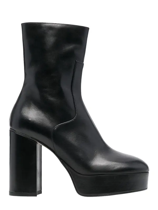 ALOHAS Thunder 110mm Leather Platform Ankle Boots - Black