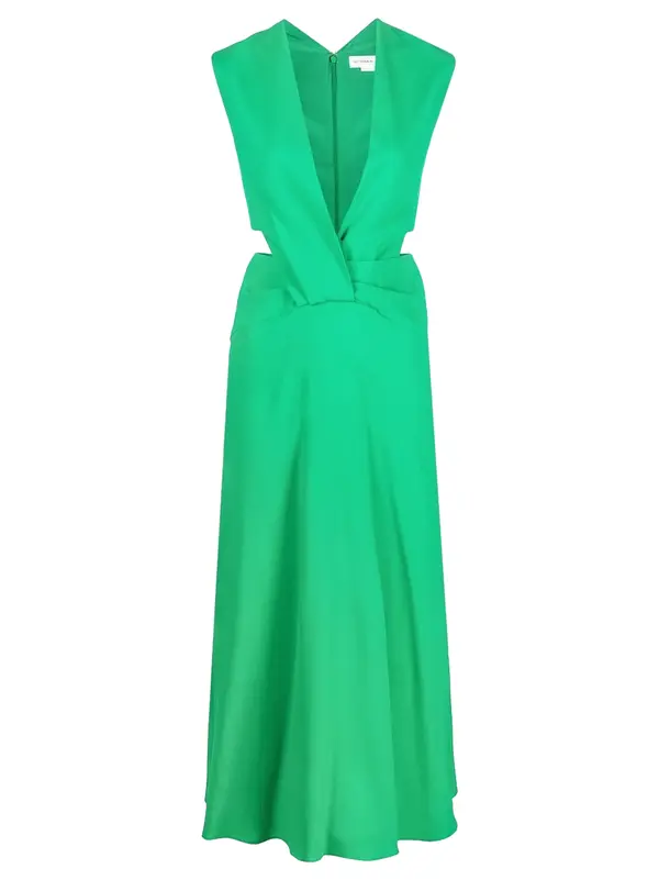 Victoria Beckham Twist Wrap Cut-out Detail Midi Dress - Green