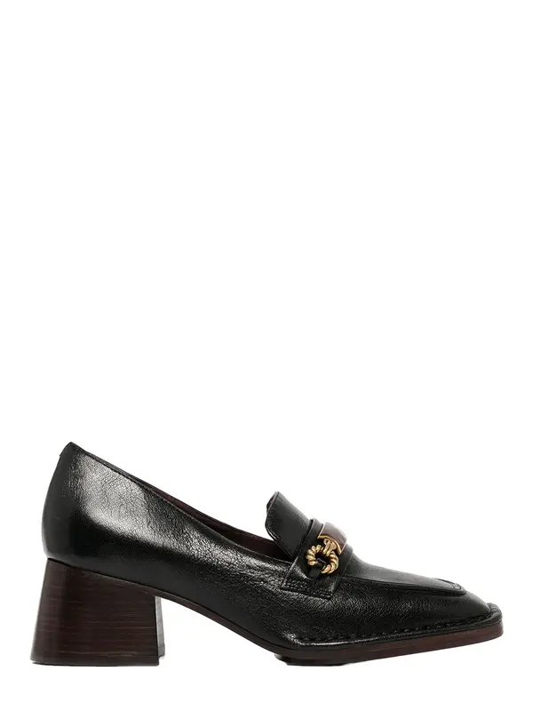 Tory Burch Perrine Heeled Leather Loafer - Black