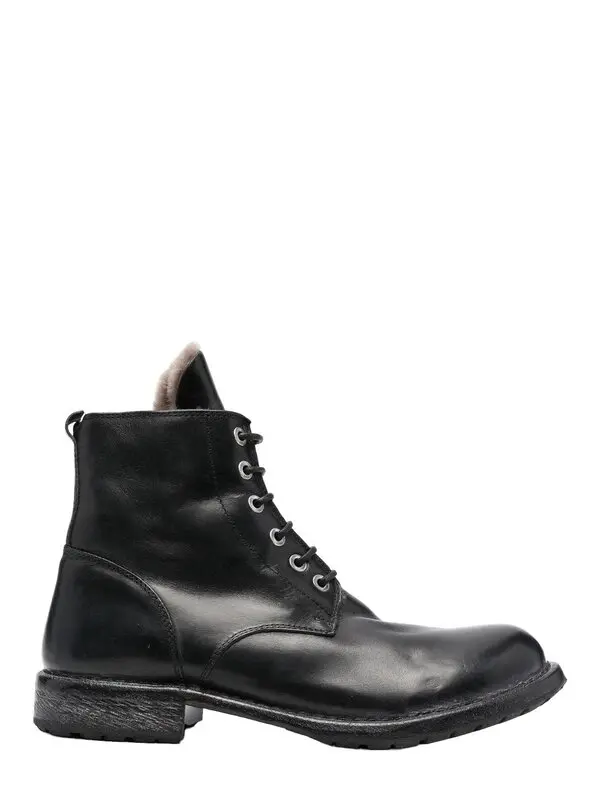 Moma 35mm Lace-up Leather Boots - Black