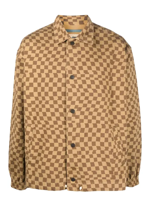 INCOTEX RED X FACETASM Graphic-print Shirt Jacket - Brown