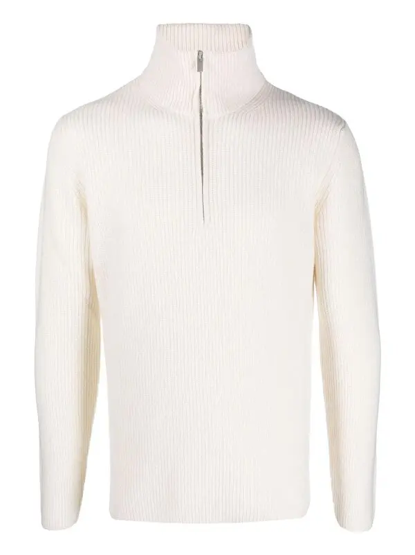DELL'OGLIO Stand-collar Half-zip Jumper - White