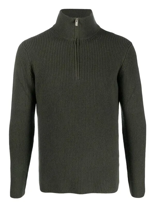 DELL'OGLIO Stand-collar Half-zip Jumper - Green