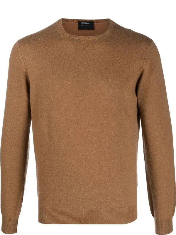 DELL'OGLIO Crew Neck Cashmere Jumper - Brown