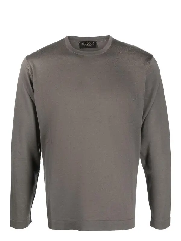 DELL'OGLIO Crew-neck Fine-knit Jumper - Grey