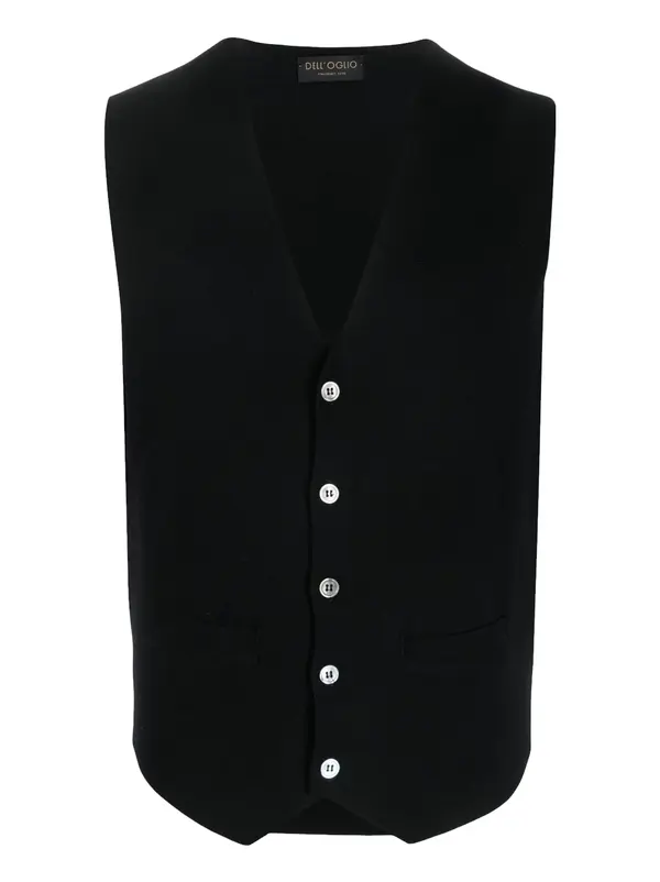 DELL'OGLIO V-neck Fine-knit Vest - Black