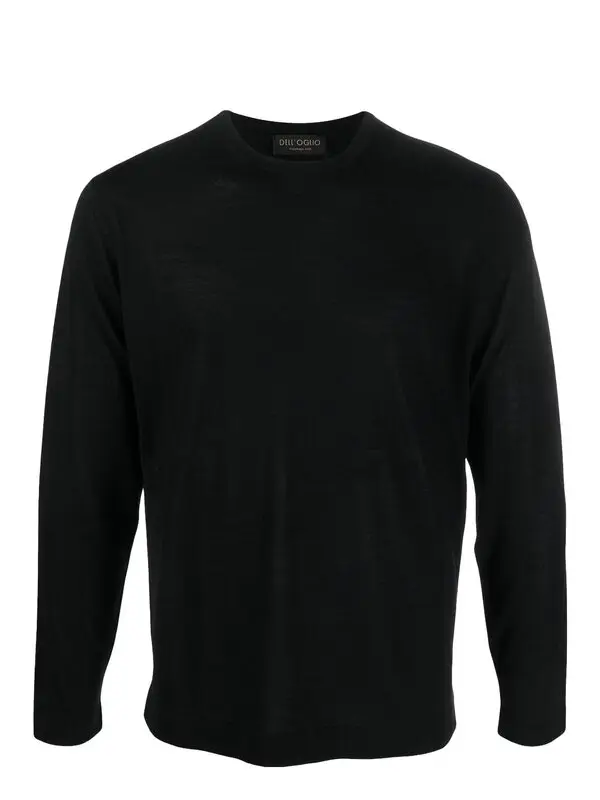 DELL'OGLIO Crew Neck Fine-knit Jumper - Black