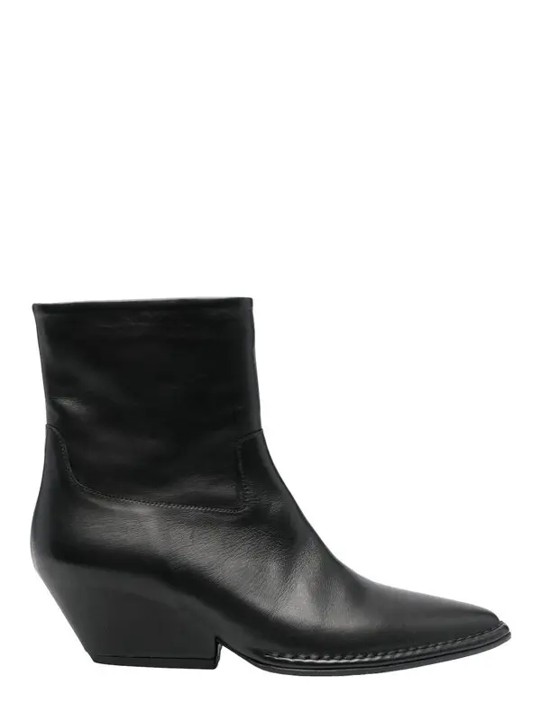DEL CARLO Cuban-heel Pointed Ankle Boots - Black