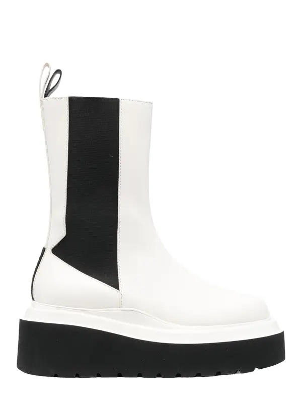 3JUIN Two-tone Wedge Chelsea Boots - White