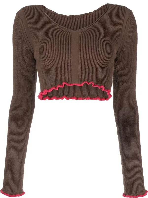 Jacquemus La Maille Santon Cropped Jumper - Brown