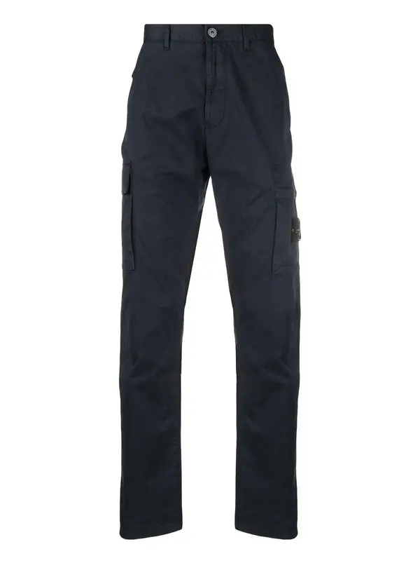 Stone Island Logo Patch Trousers - Blue