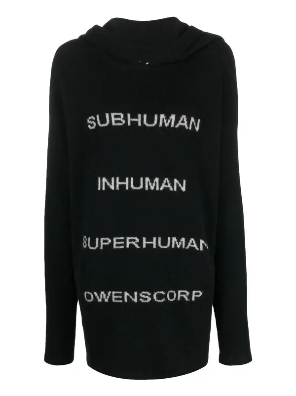 Rick Owens Intarsia-knit Pullover Hoodie - Black