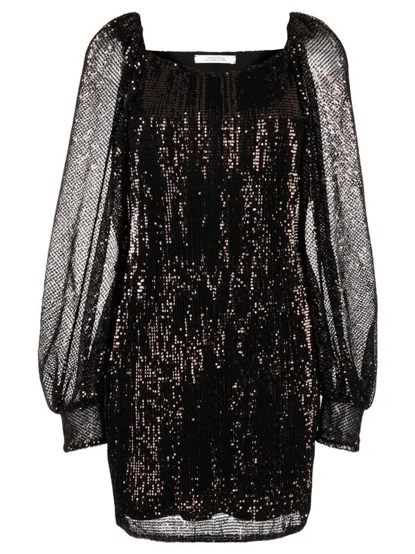 Dorothee Schumacher Sequin Balloon Sleeve Mini Dress - Brown