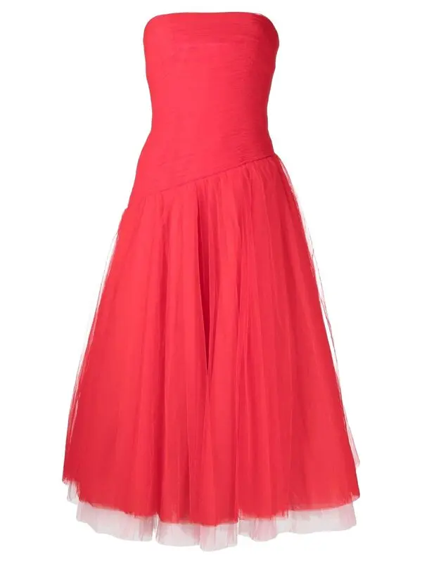 LEO LIN Rosalie Bustier Midi Dress - Red