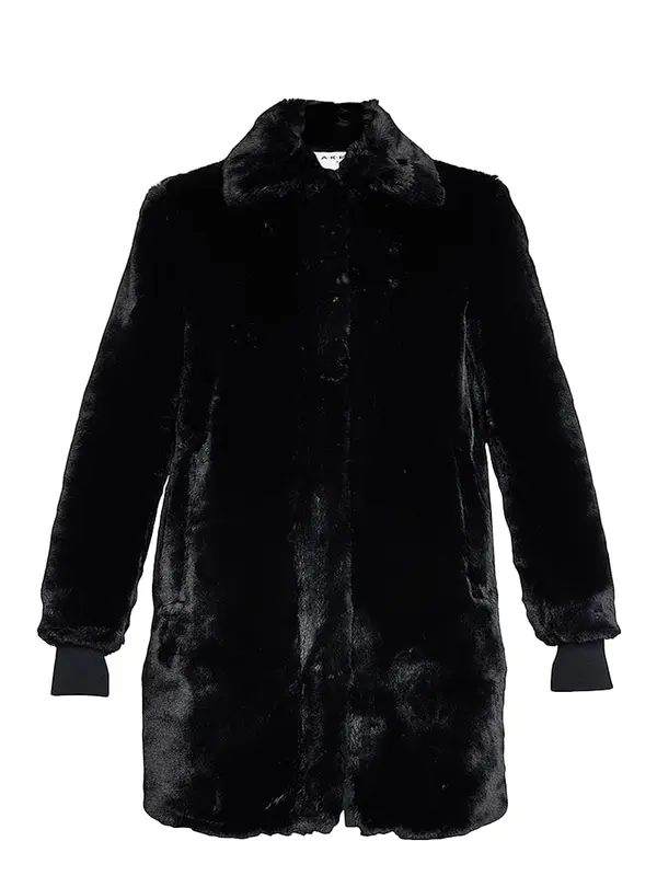 Akris Faux-fur Collared Coat - Black
