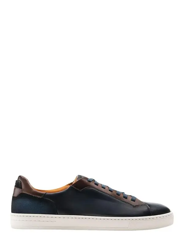 Magnanni Amadeo Burnished Leather Low-top Sneakers - Navy/brown