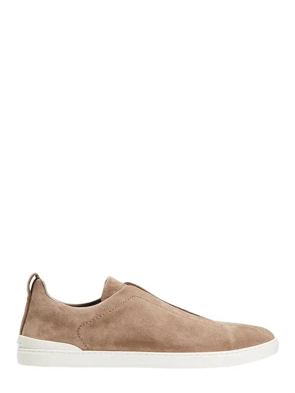 Zegna Triple Stitch Suede Sneakers - Beige