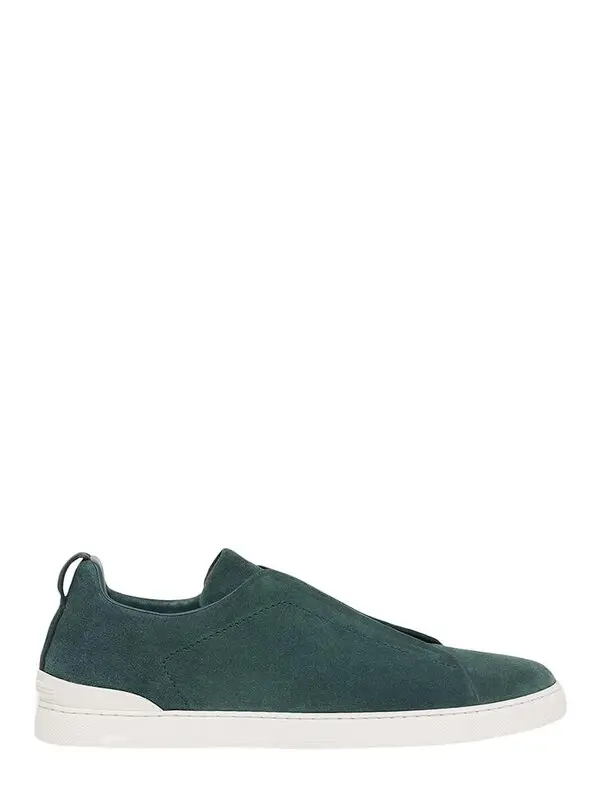 Zegna Triple Stitch Suede Sneakers - Medium Green