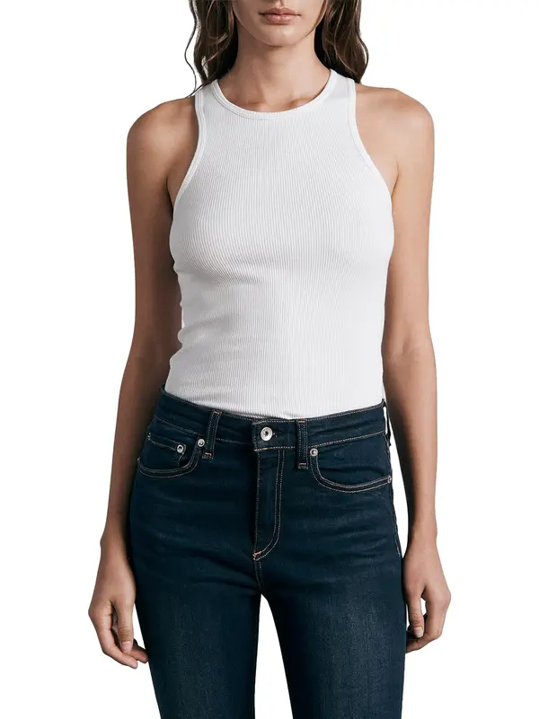 Rag & Bone The Essential Ribbed Tank Top - White