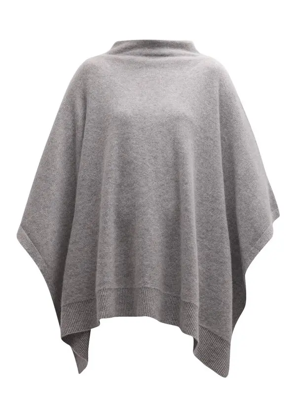 Vince Funnel Neck Cashmere Poncho - Grey