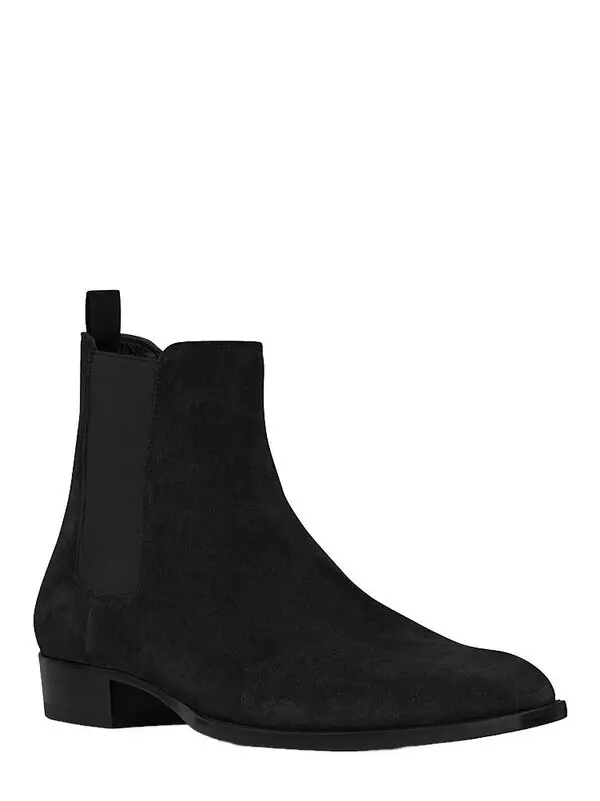 Saint Laurent Wyatt Chelsea Boots - Black Suede