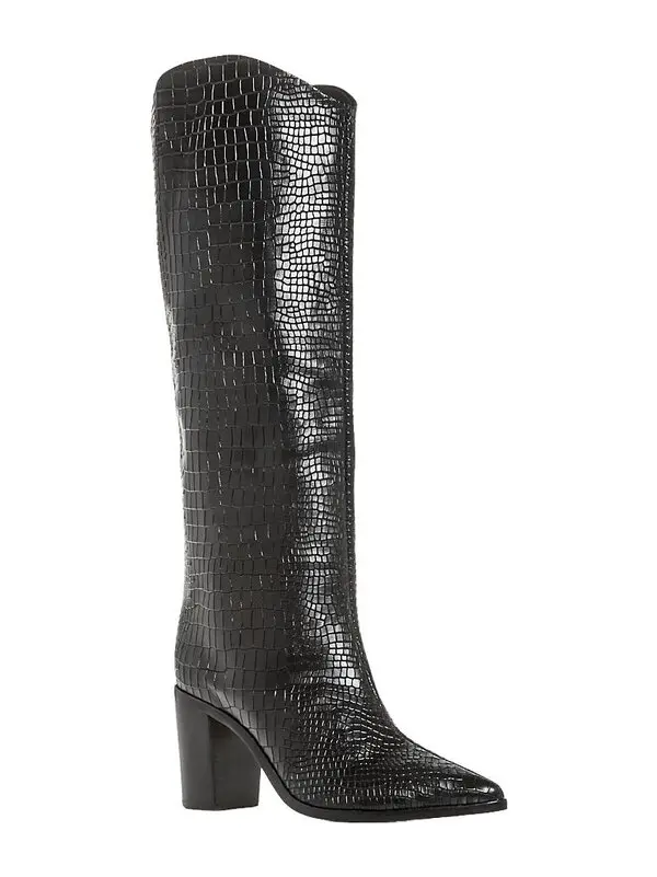 Schutz Maryana Croc-embossed Tall Boots - Black