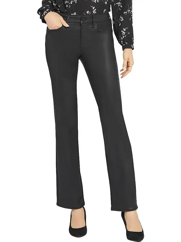 NYDJ Marilyn Coated High Rise Straight Jeans - Black Coated