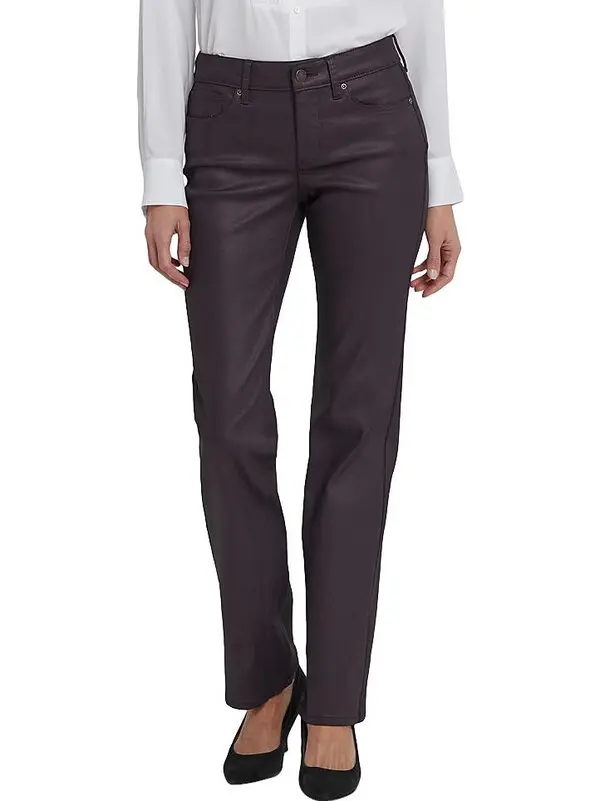 NYDJ Marilyn Coated High Rise Straight Jeans - Fig Coated