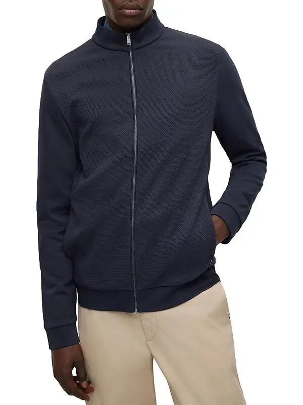 BOSS Skiles Textured Zip-up Jacket - Dark Blue