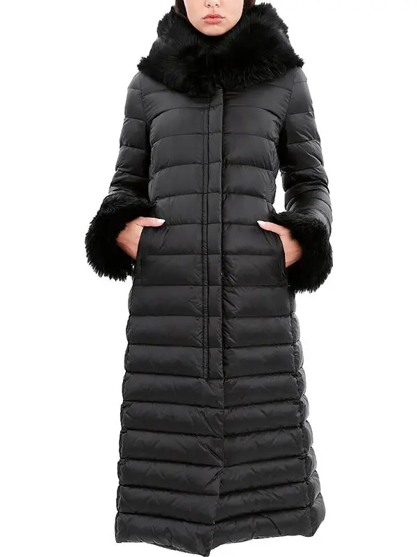 Dawn Levy Lexie Shearling Trim Puffer Coat - Black