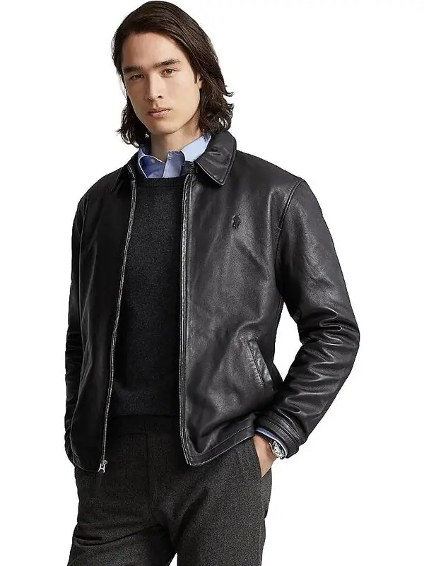 Polo Ralph Lauren Maxwell Lambskin Leather Zip Jacket - Polo Black