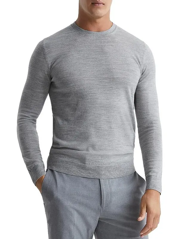 REISS Wessex Merino Crewneck Sweater - Soft Gray