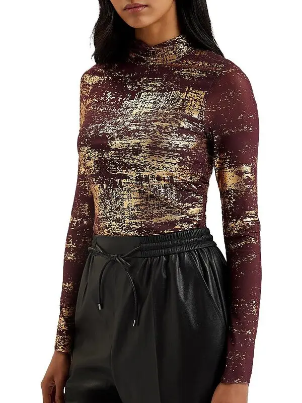 Ted Baker London Foil Print Mesh Top - Dark Red