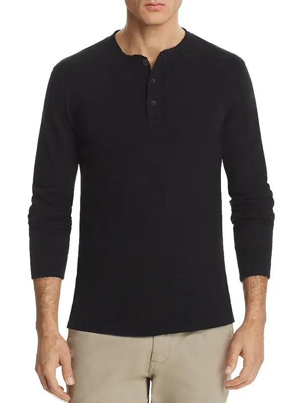 Rag & Bone Classic Flame Henley Tee - Jet Black