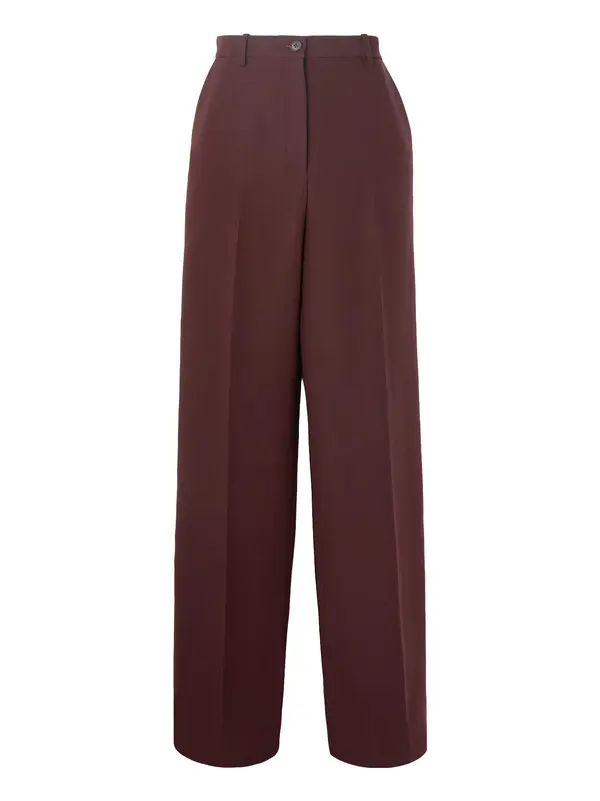 THE ROW Ackerin Wool And Silk-blend Wide-leg Pants - Burgundy