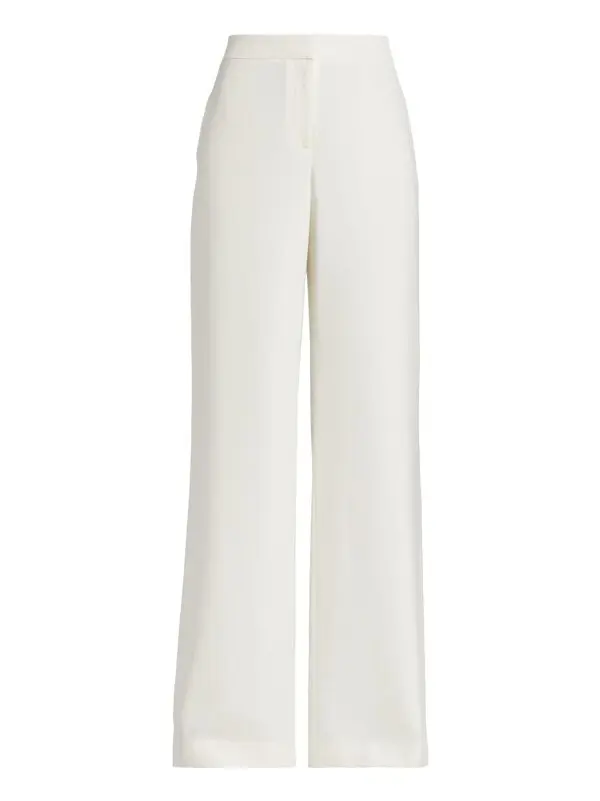 Lafayette 148 New York Dalton Leather Wide-leg Pants - Cloud
