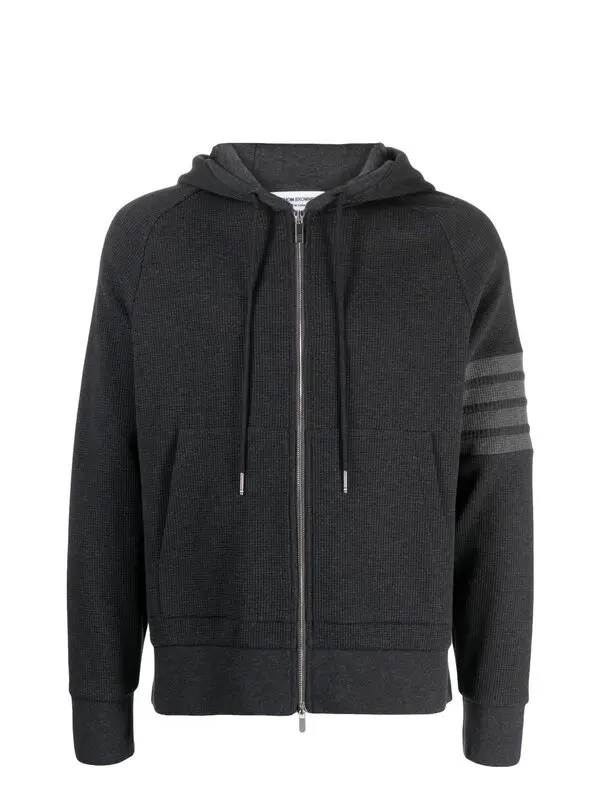 Thom Browne 4-bar Zip-up Hoodie - Grey