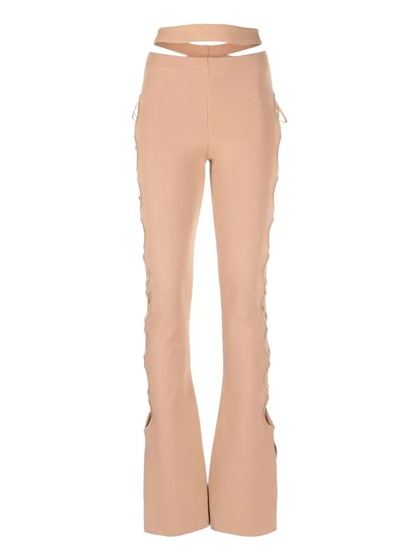 ANDREĀDAMO Cut-out Flared Knit Trousers - Neutrals