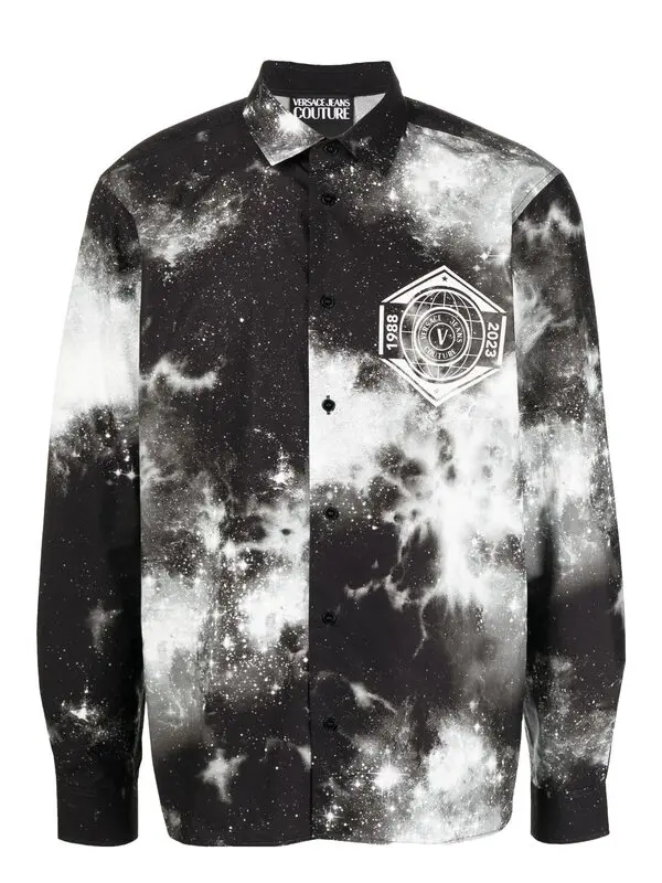 Versace Tie Dye-print Button-up Shirt - Black