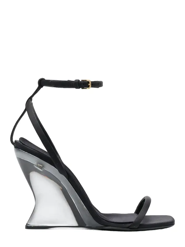 SERGIO ROSSI Evangelie 100mm Wedge Sandals - Black
