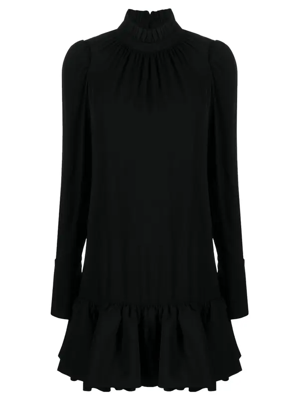 Rabanne Frilled-hem Short Dress - Black