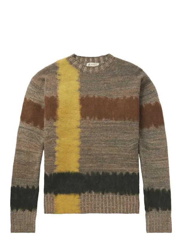 PIACENZA CASHMERE 1733 Wool-jacquard Striped Sweater - Brown