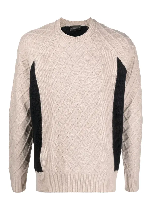 Emporio Armani Colour-block Wool Jumper - Neutrals