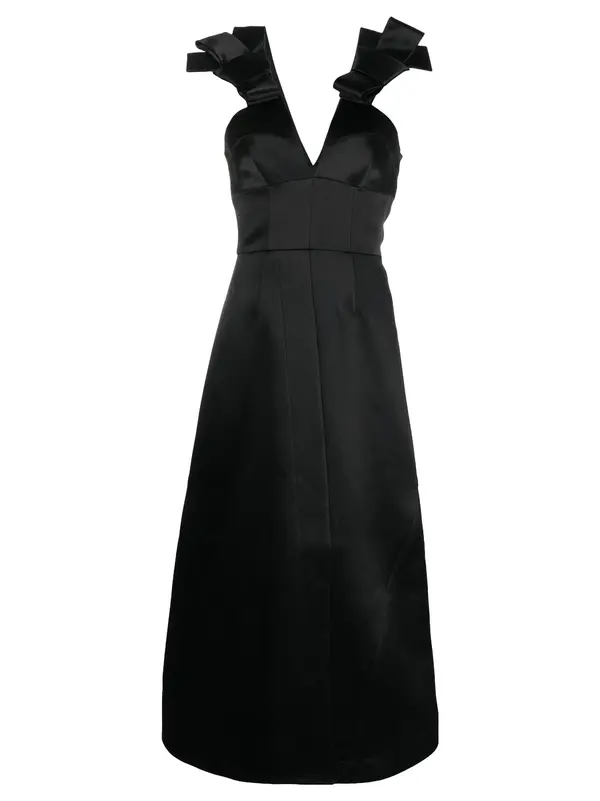 JIL SANDER Bow-detail Midi Dress - Black