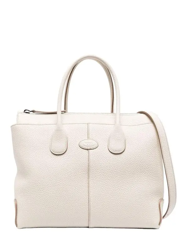TOD'S Pebbled Leather Tote - White