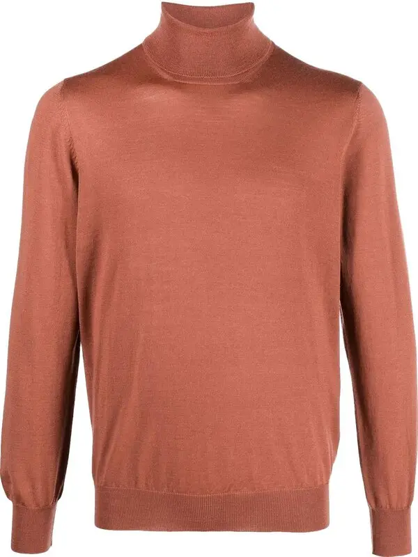 LARDINI Roll Neck Wool Top - Red
